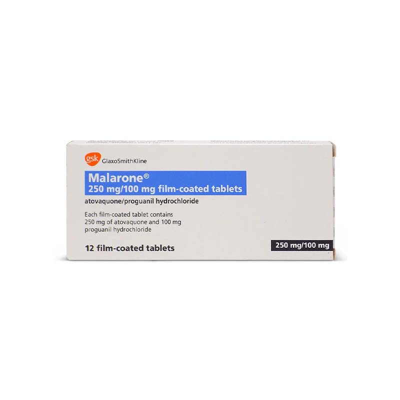 Malarone (Atovaquone/Proguanil Hydrochloride) 250/100Mg Tablets X12 ...